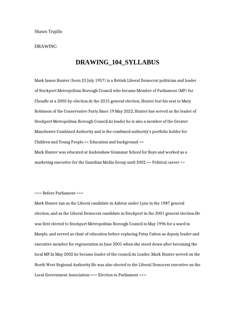 Drawing 104 Syllabus | PDF