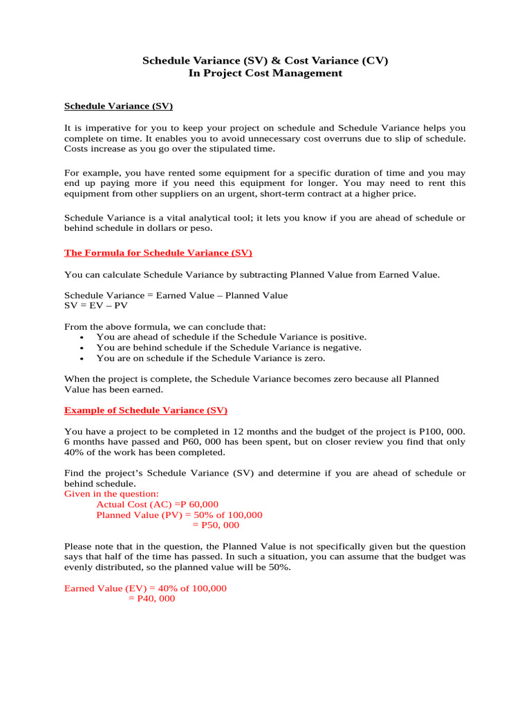 Schedule-Variance 2 Q & A | PDF