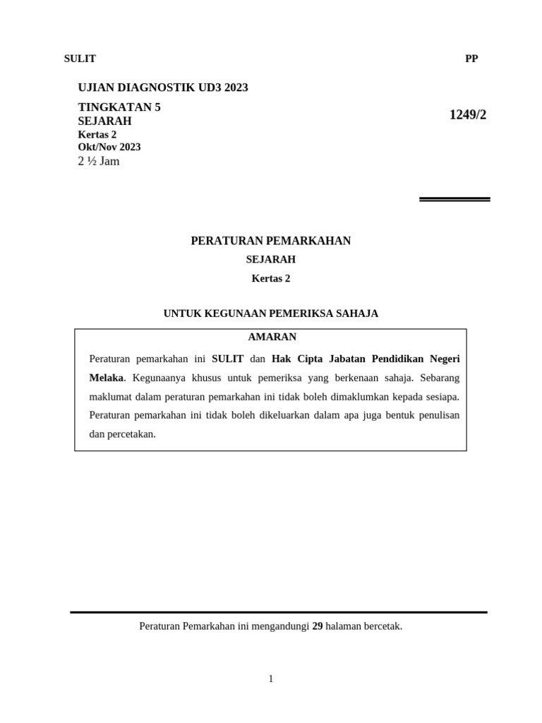 2023 Melaka Sejarah K2 Skema | PDF