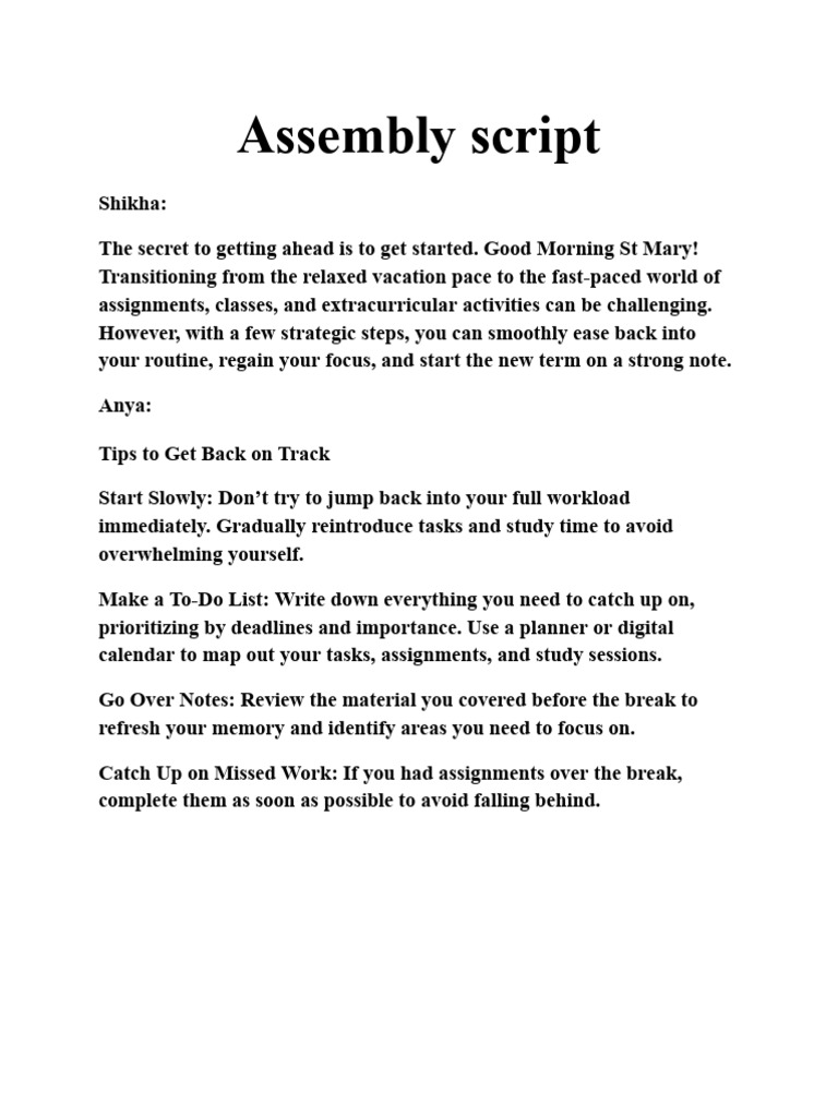 Assembly script | PDF