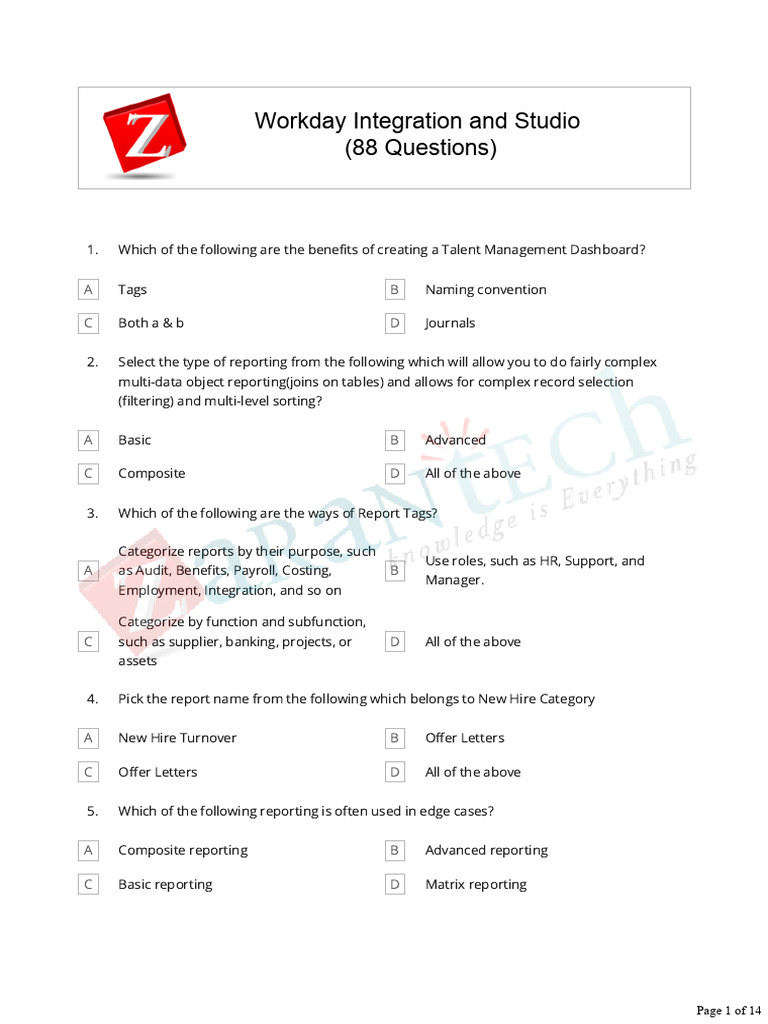 Workday Integration and Studio (88 Questions) | PDF