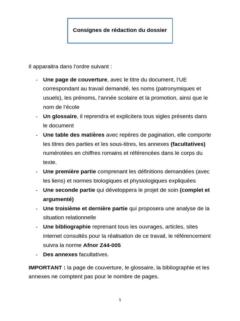 Consignes de rédaction du dossier | PDF