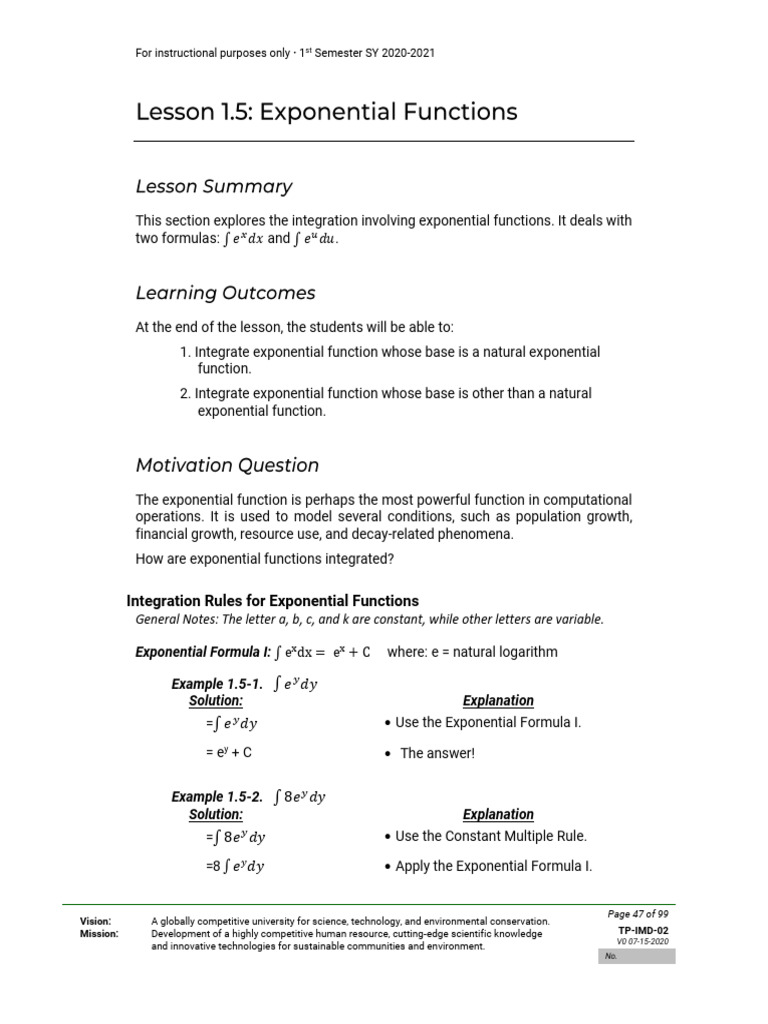 Module 1 Lesson 5 and 6 Calculus II | PDF
