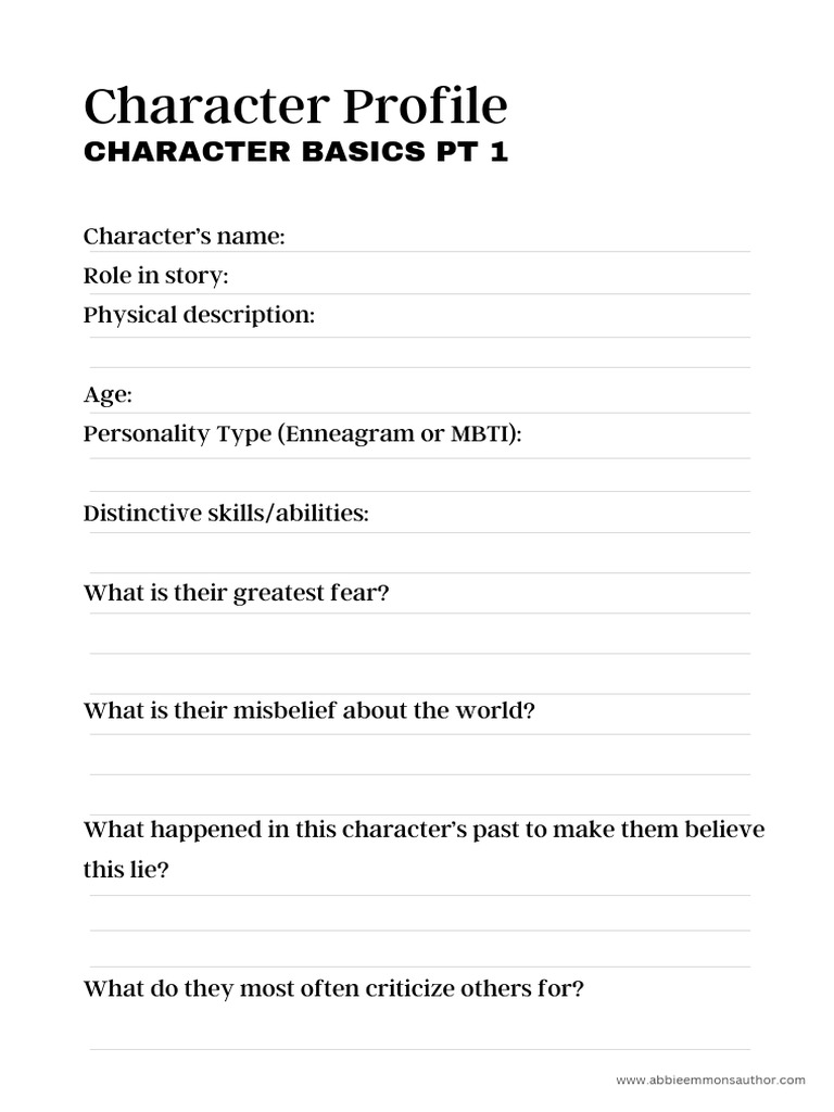 Character Profile Template Guide | PDF | Self-Improvement | Wellness