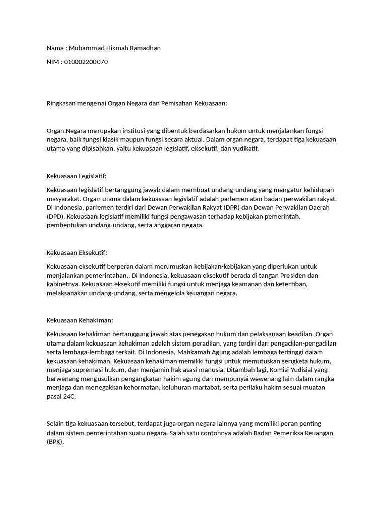 Tugas HTN Organ Negara | PDF