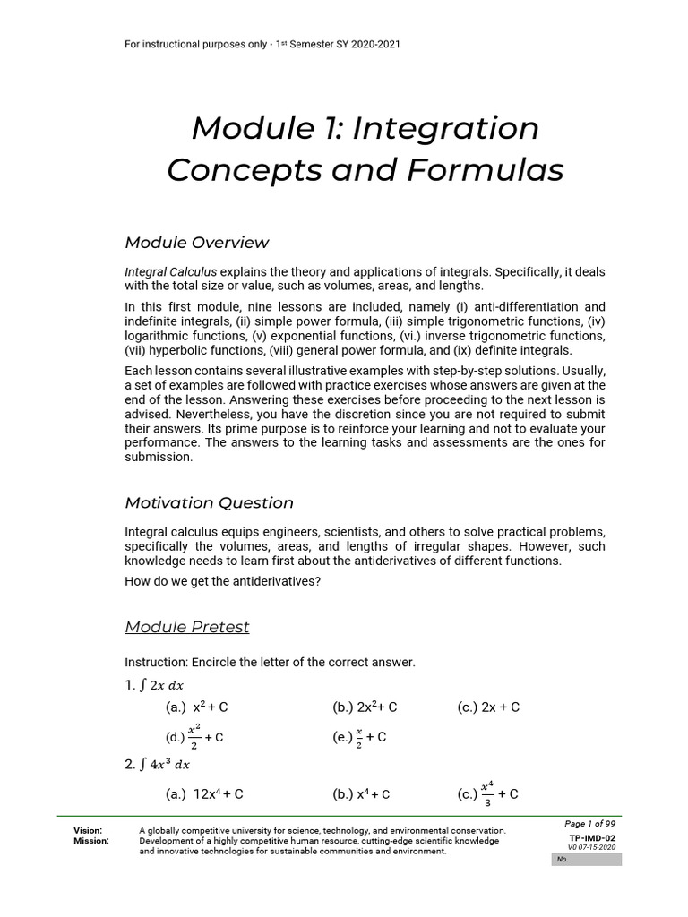Module 1 Lessons 1.1-1.2 Concepts and Formulas | PDF