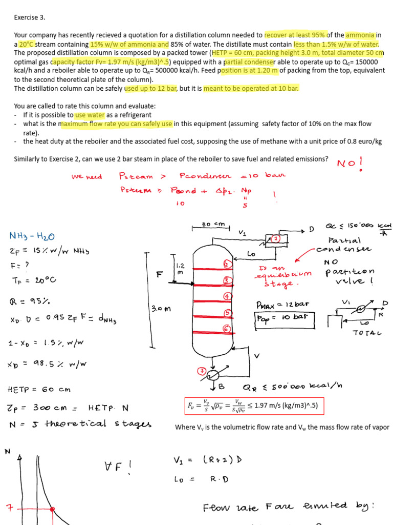 Exercise 3 - Ponchon Savarit Column Rating | PDF