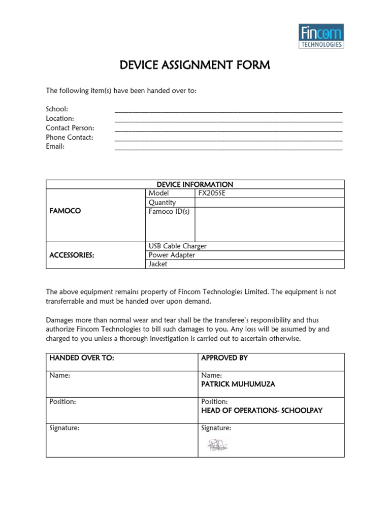 Device Assignment Form | PDF