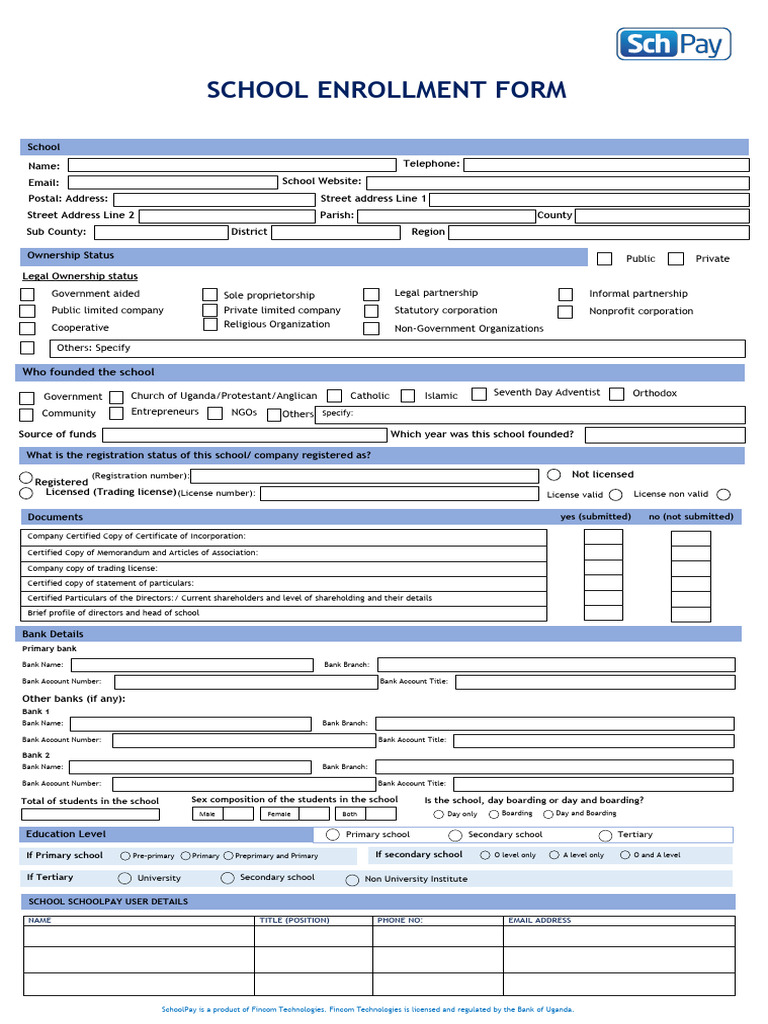 New Schpay Enrolment Form 2024 | PDF