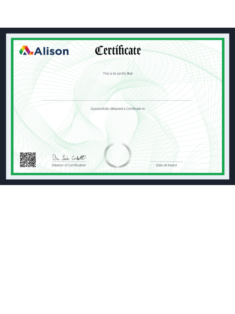 Alison - Certificate 1447 15764499 | PDF