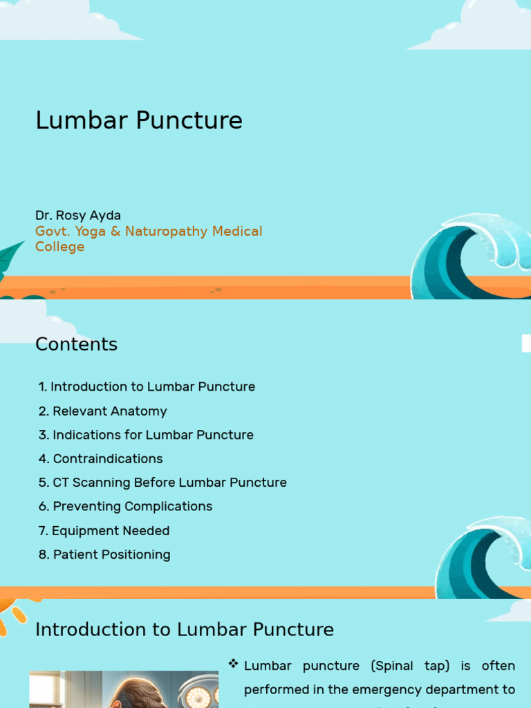 Lumbar Puncture - Key Procedures and Considerations | PDF