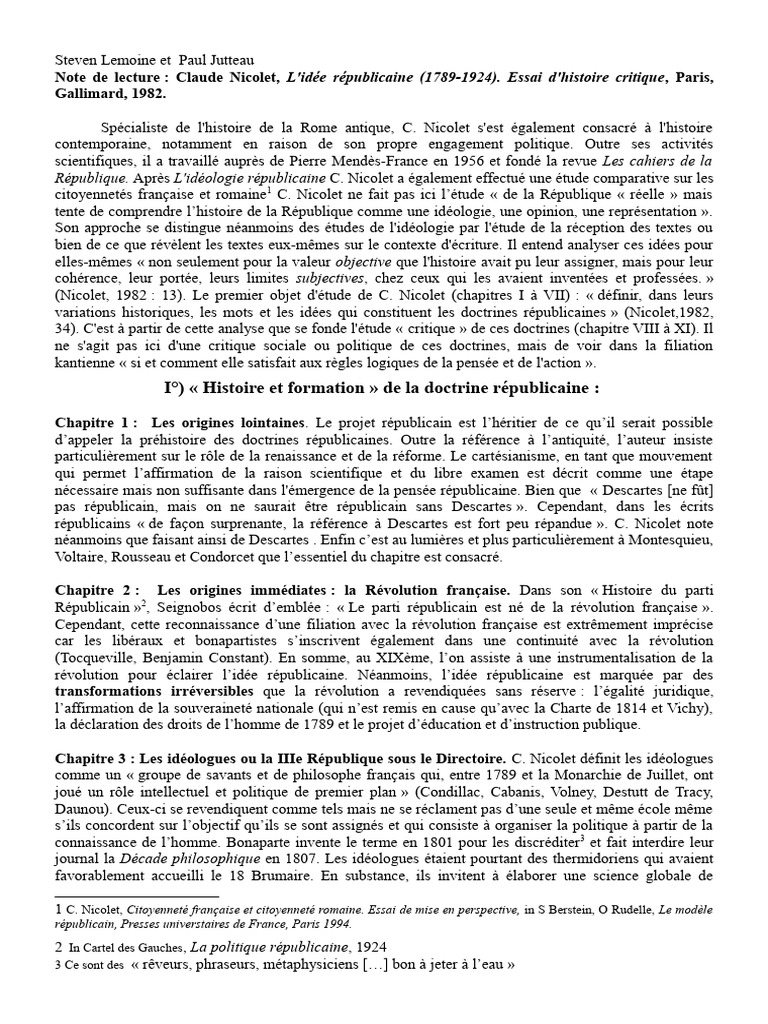 Claude Nicolet L Ida C e Ra C Publicaine en France | PDF