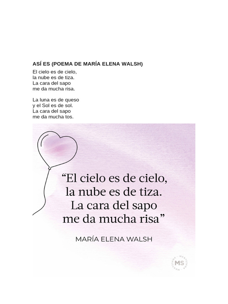 Así Es (Poema de María Elena Walsh) | PDF