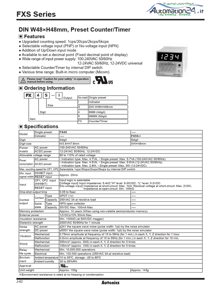Autonics Counter FX4S Series Manual | PDF