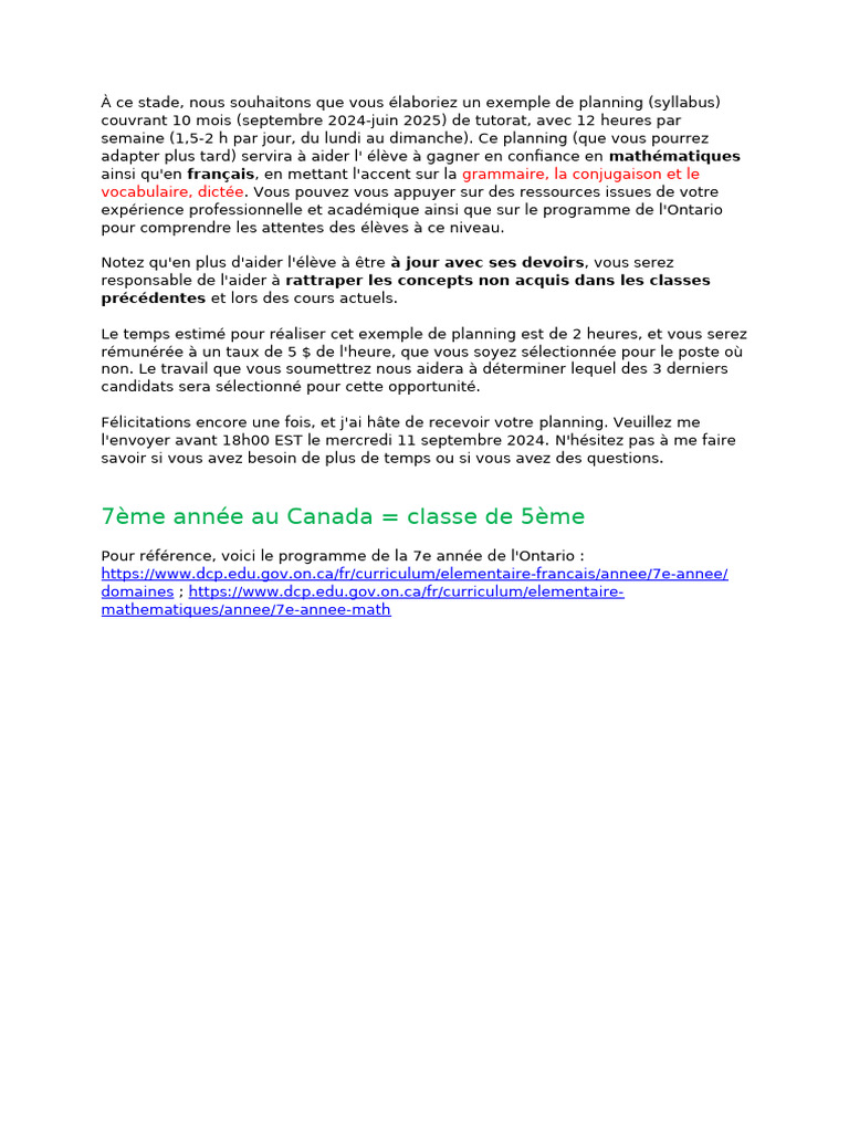 7ème Année Ontario | PDF