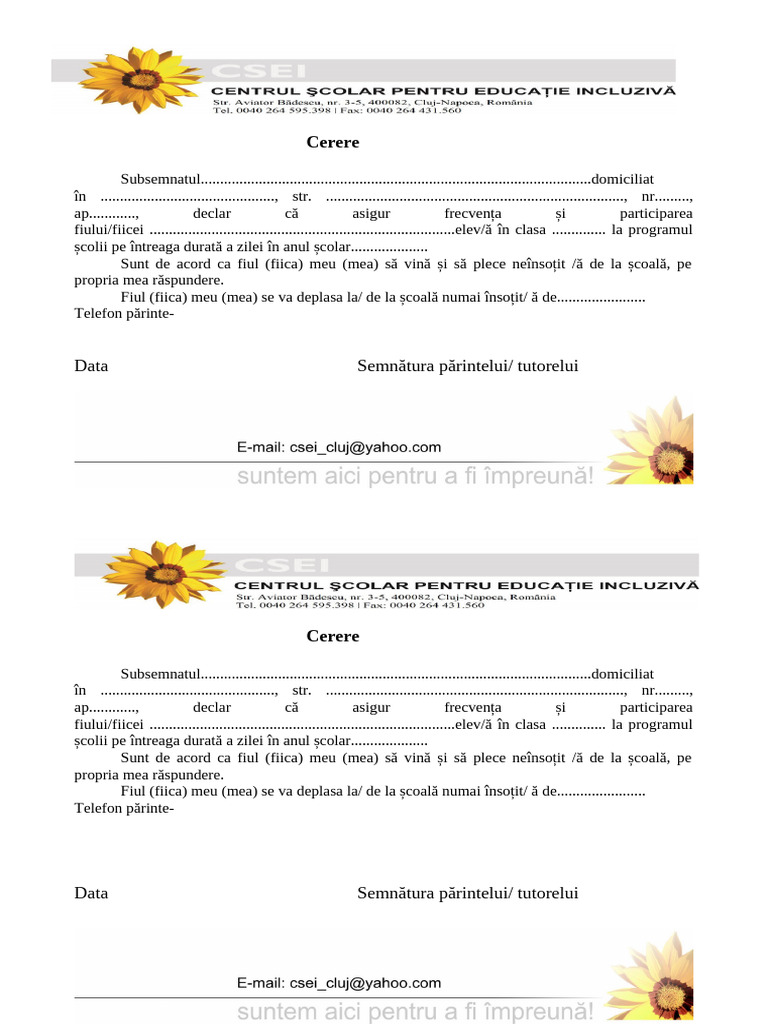 Cerere Deplasare Elev | PDF