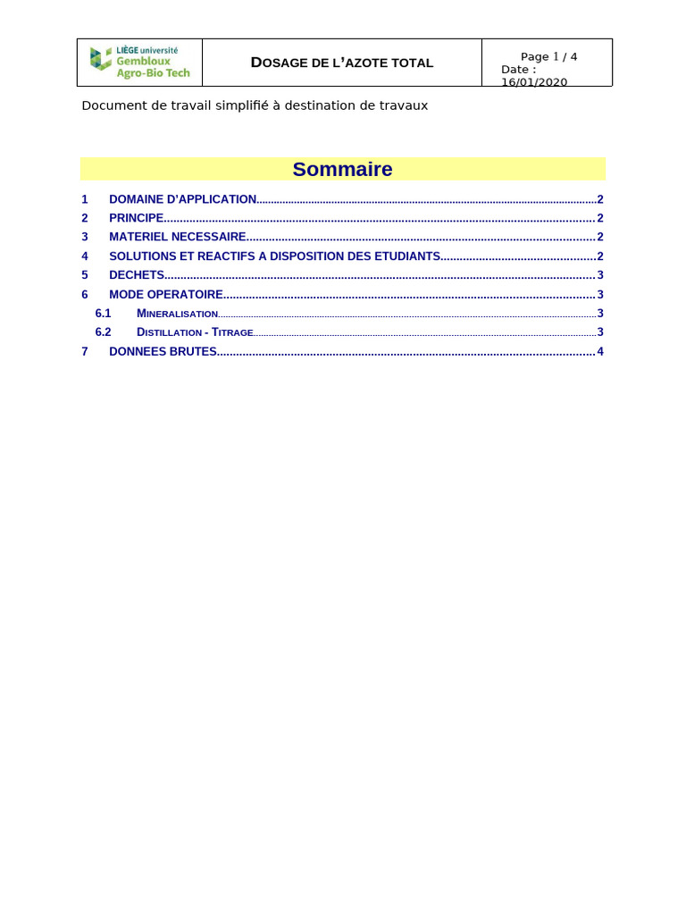 Azote Total - TP | PDF