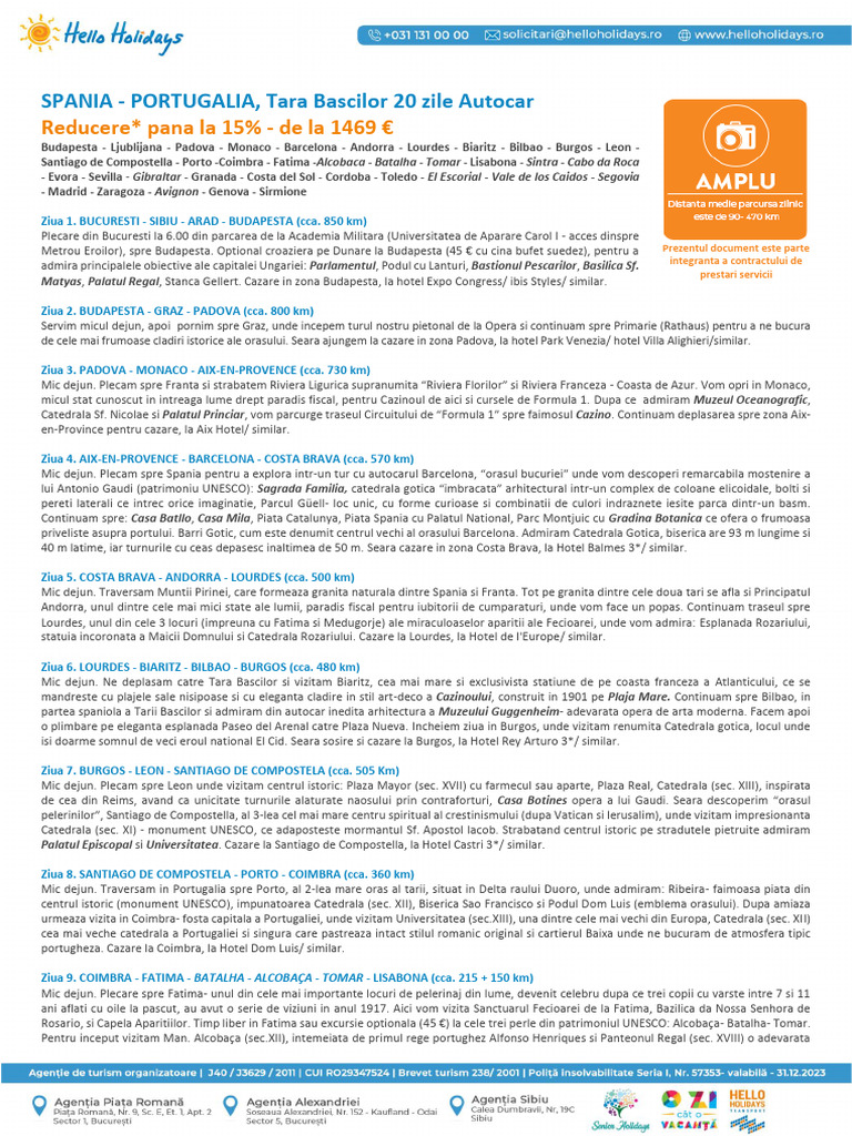 SPANIA PORTUGALIA Tara Bascilor 20 Zile Autocar 2023 Turisti 3 | PDF