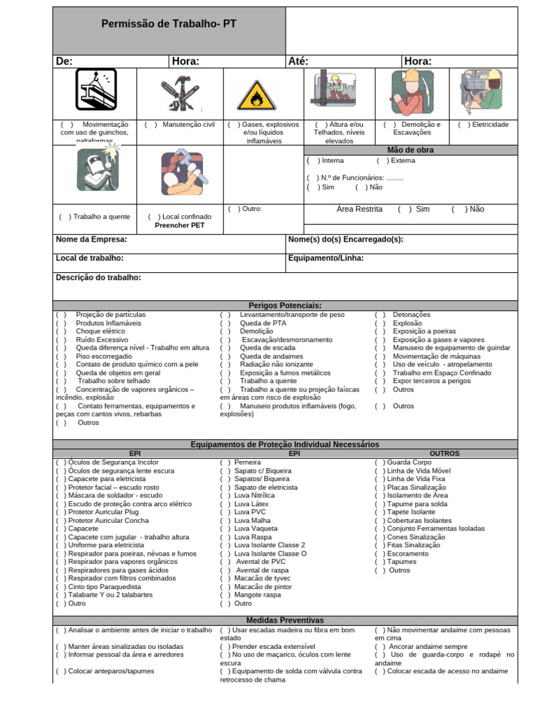 MODELO Permissão de Trabalho | PDF