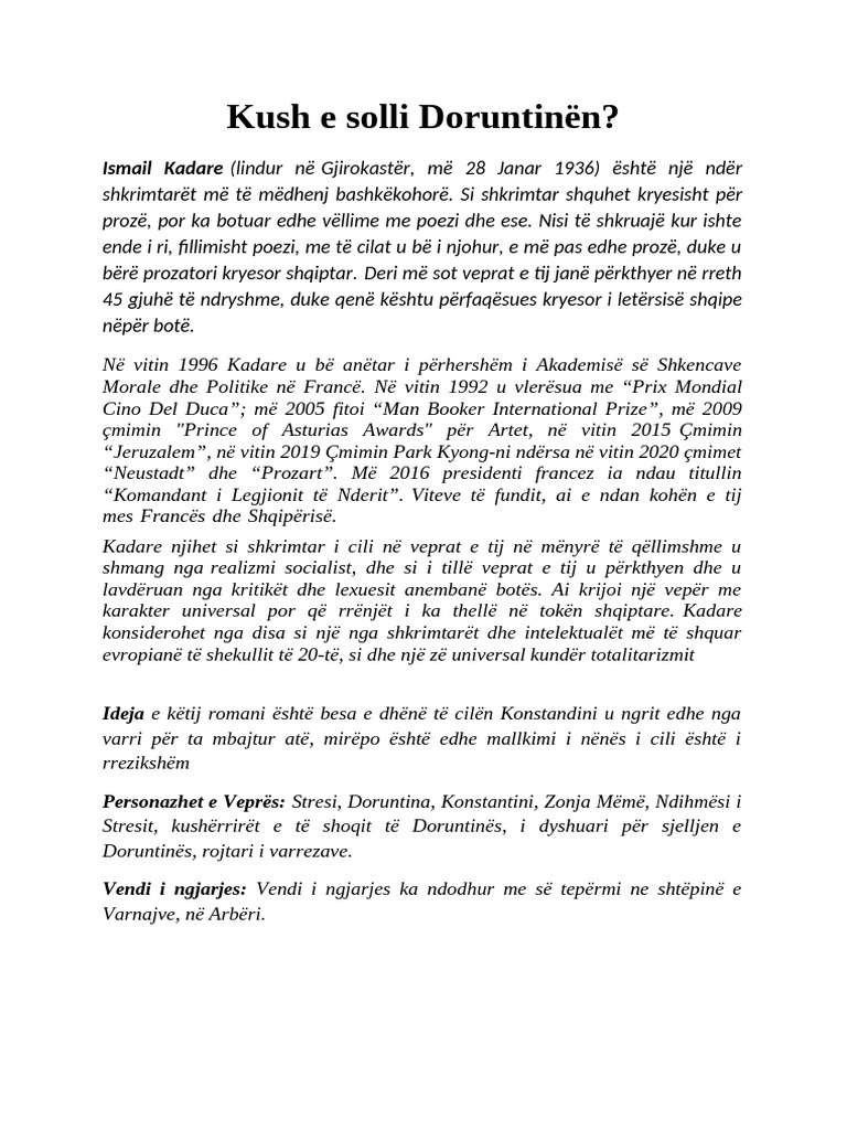 Kush e Solli Doruntinen | PDF