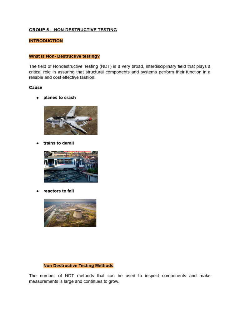 GROUP 5 - Non-Destructive Testing Written Report - CET 0312-2 | PDF