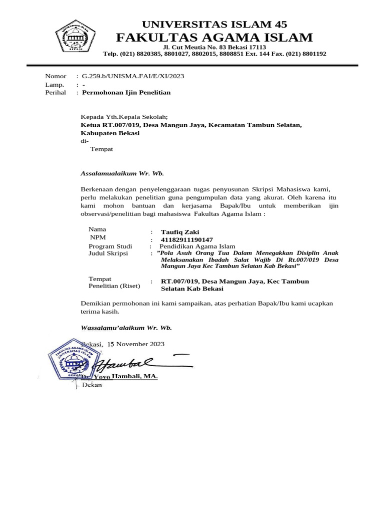 Surat Taufiq Zaki | PDF