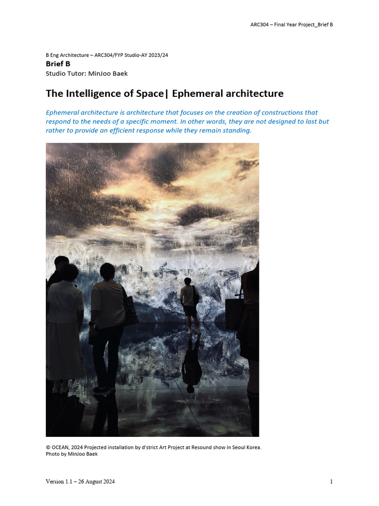 Brief B - The Intelligence of Space - Ephemeral Architecture | PDF