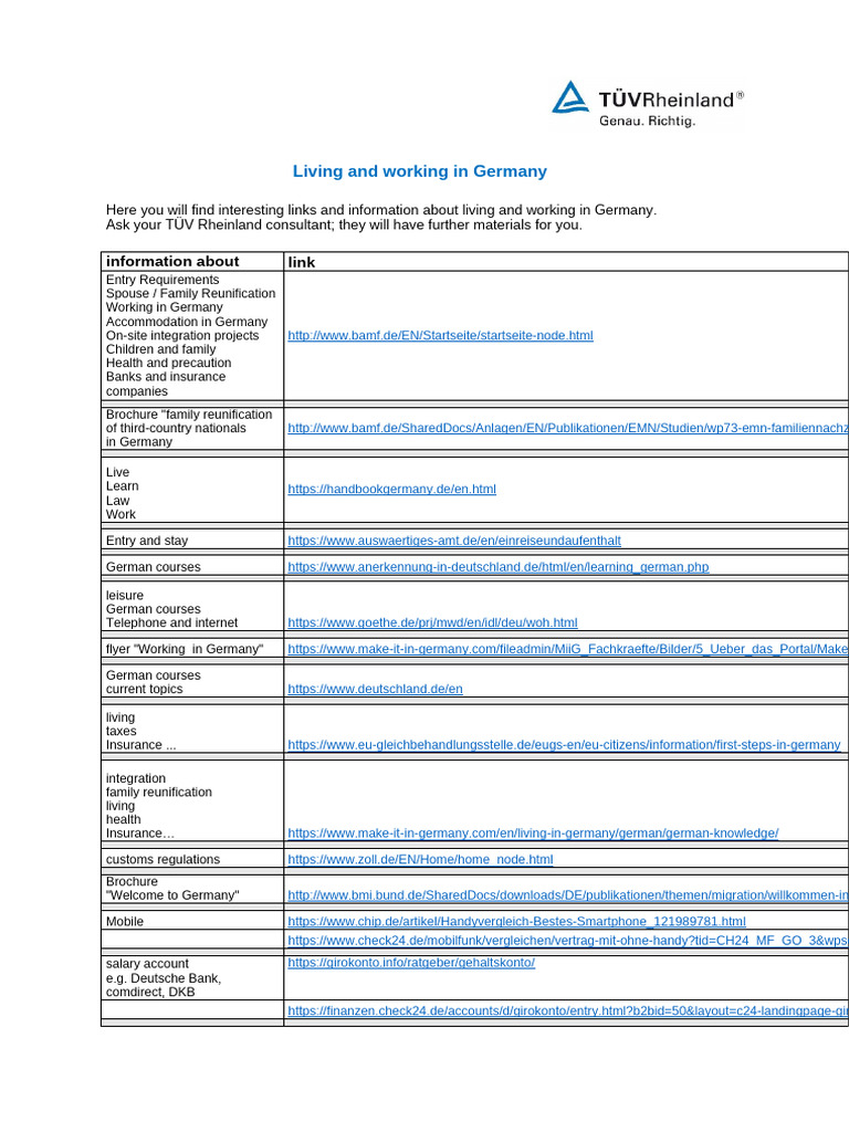 Living and Working in Germany | PDF
