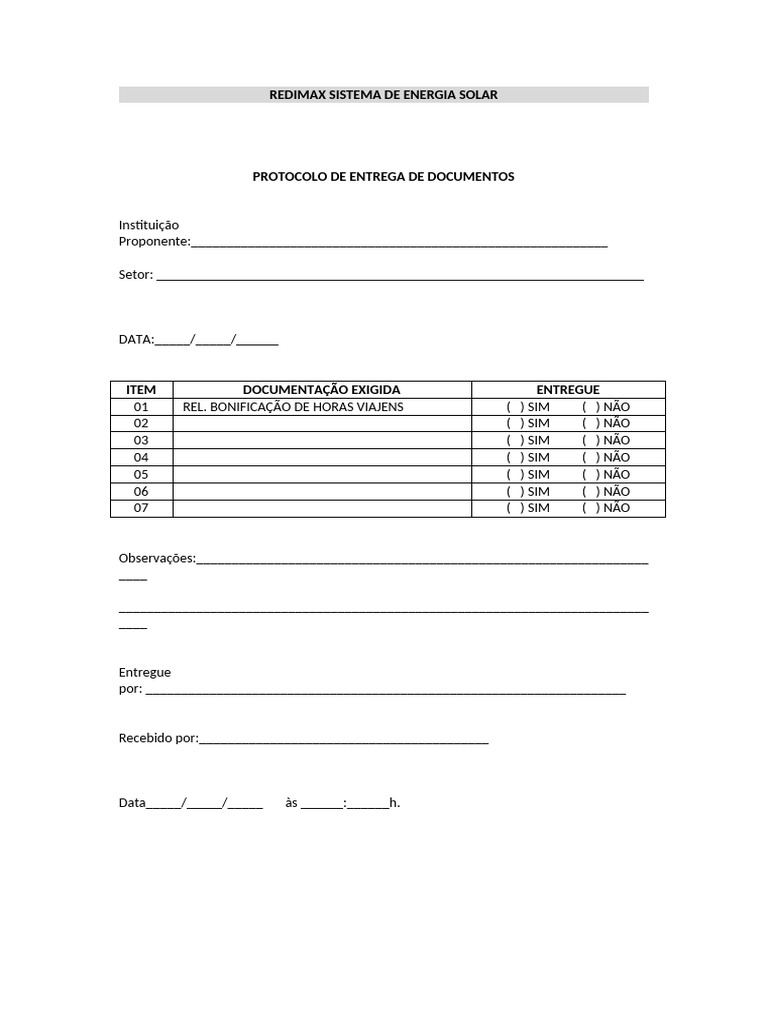 Protocolo Entrega de Documentos | PDF