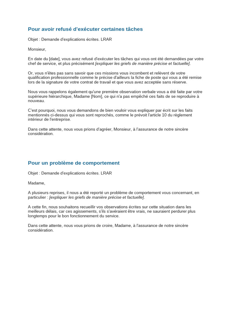 Demande d Explication | PDF