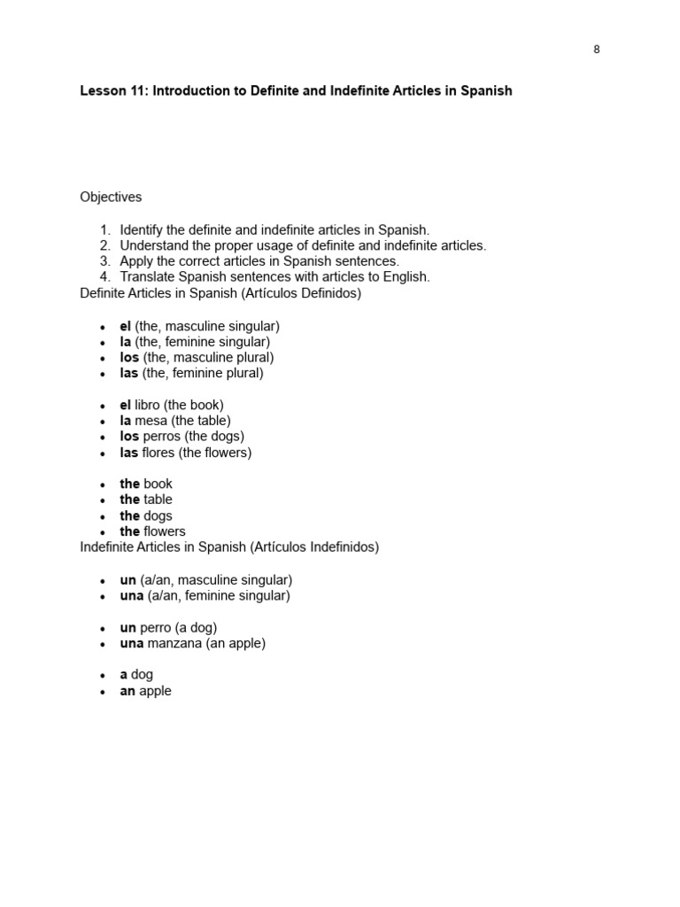 Lesson 1 Spanish | PDF