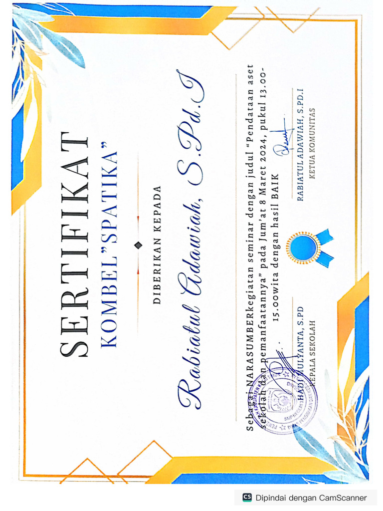 Sertifikat Pemateri KOMBEL 2 | PDF