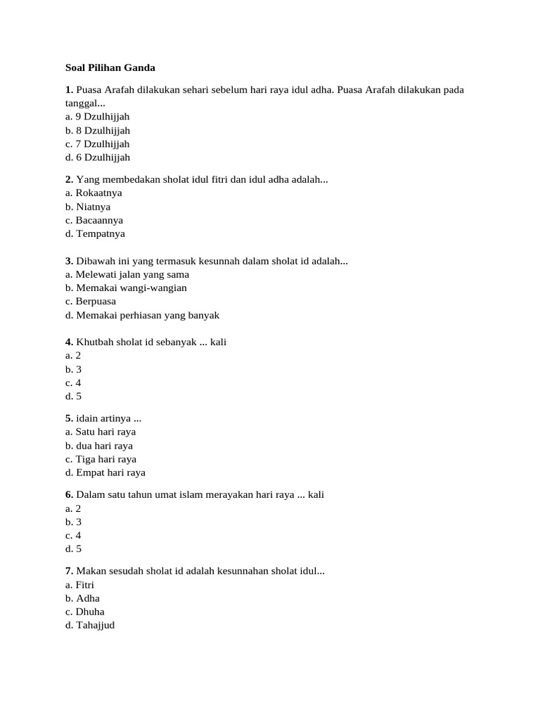 Soal Fiqih Kls 4 | PDF