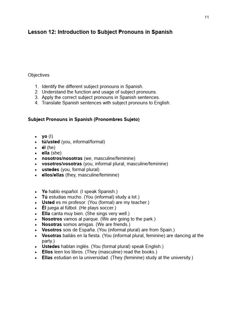 Lesson 5 Spanish | PDF