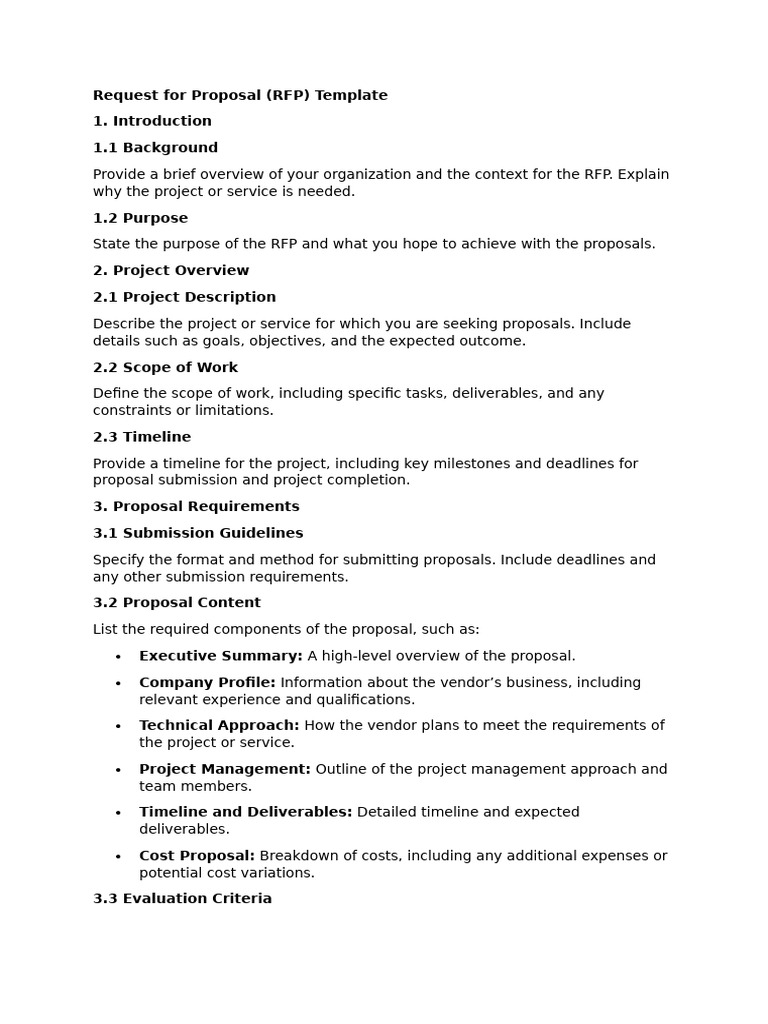 Request For Proposal (RFP) Template | PDF | Request For Proposal ...