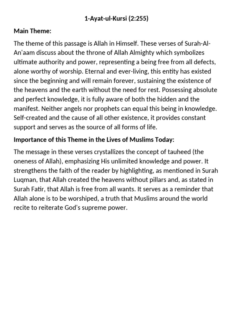 1-Ayat-ul-Kursi (2, 255)(1) | PDF