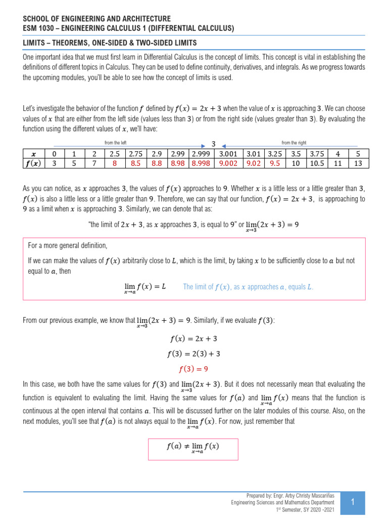 3 - Fundamental Theorem and Types of Limit | PDF