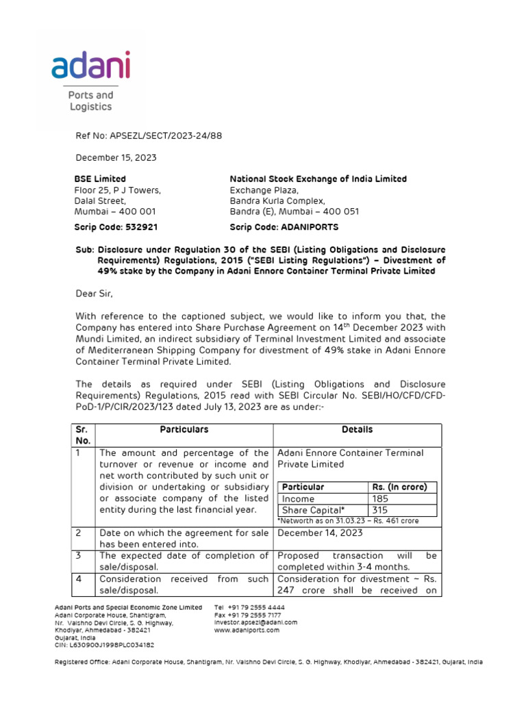 Adaniports - Apsez | PDF