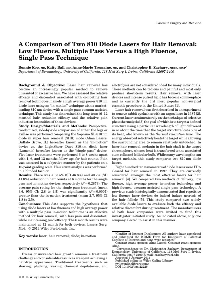 2014 - A Comparison of Two 810 Diode Lasers For Hair Removal - Low ...
