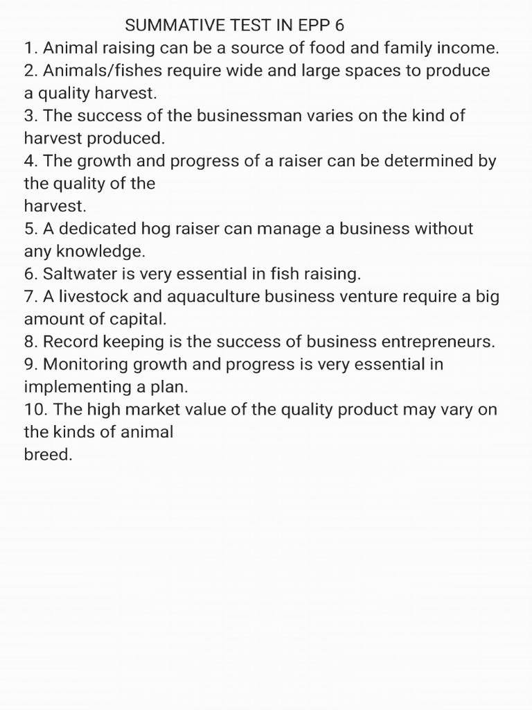 Summative in Epp 6 - 240910 - 211509 | PDF