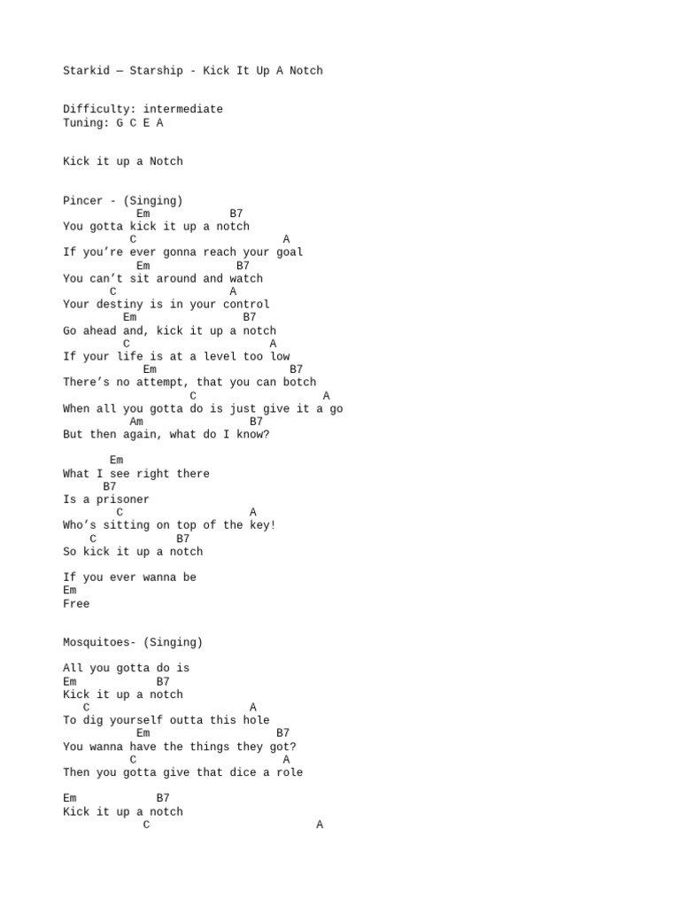 Starkid - Starship - Kick It Up A Notch | PDF