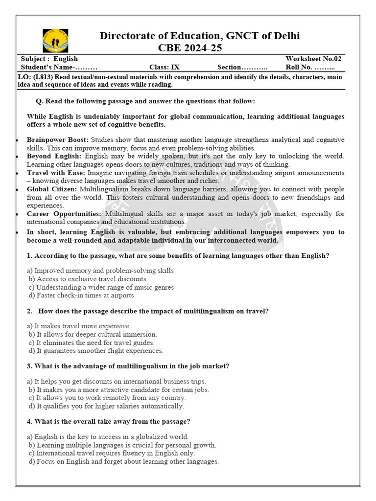 CBE Class9 Week2 | PDF