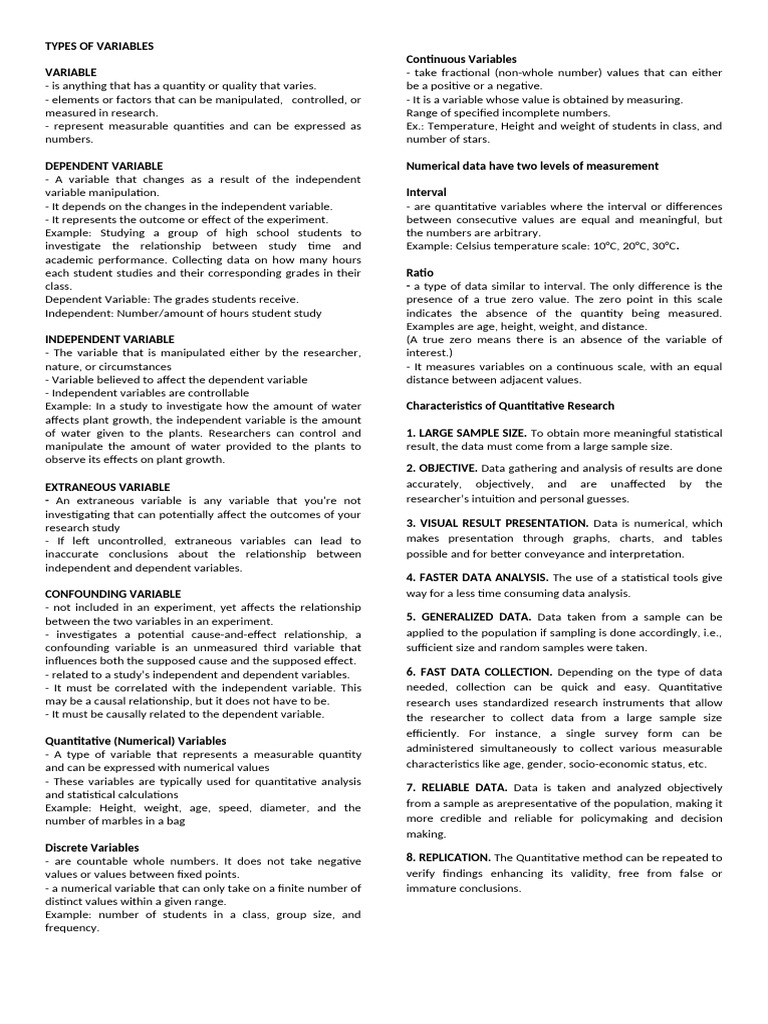 TYPES OF VARIABLES pr2 | PDF