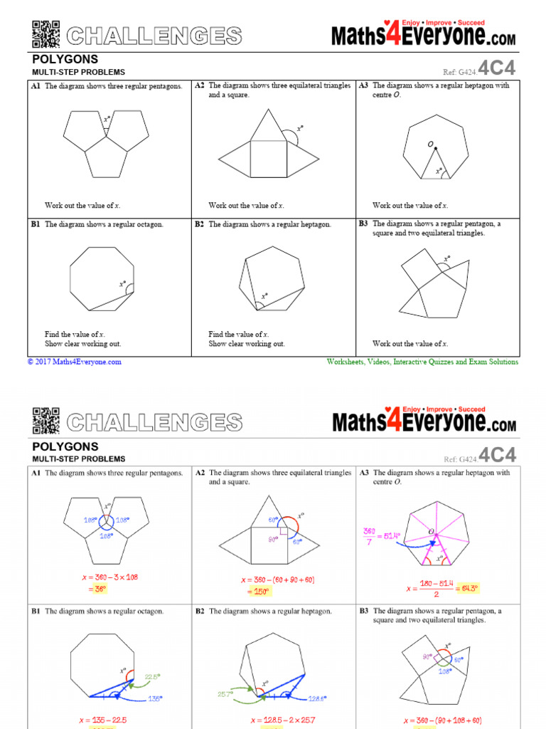 Angles in Polygons Sheet 2 | PDF