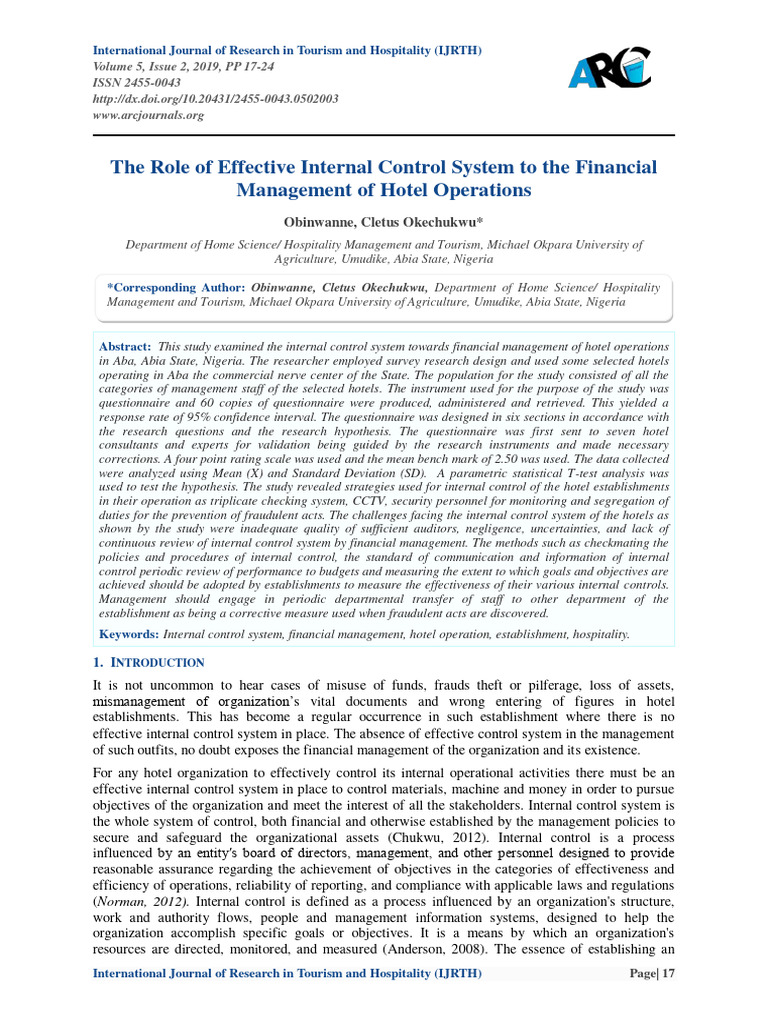 The Role of Effective Internal Control S | PDF