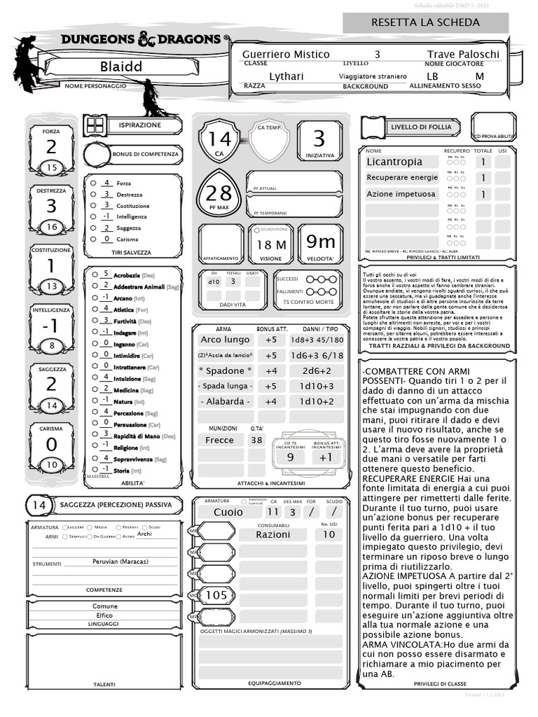 Scheda D&D | PDF