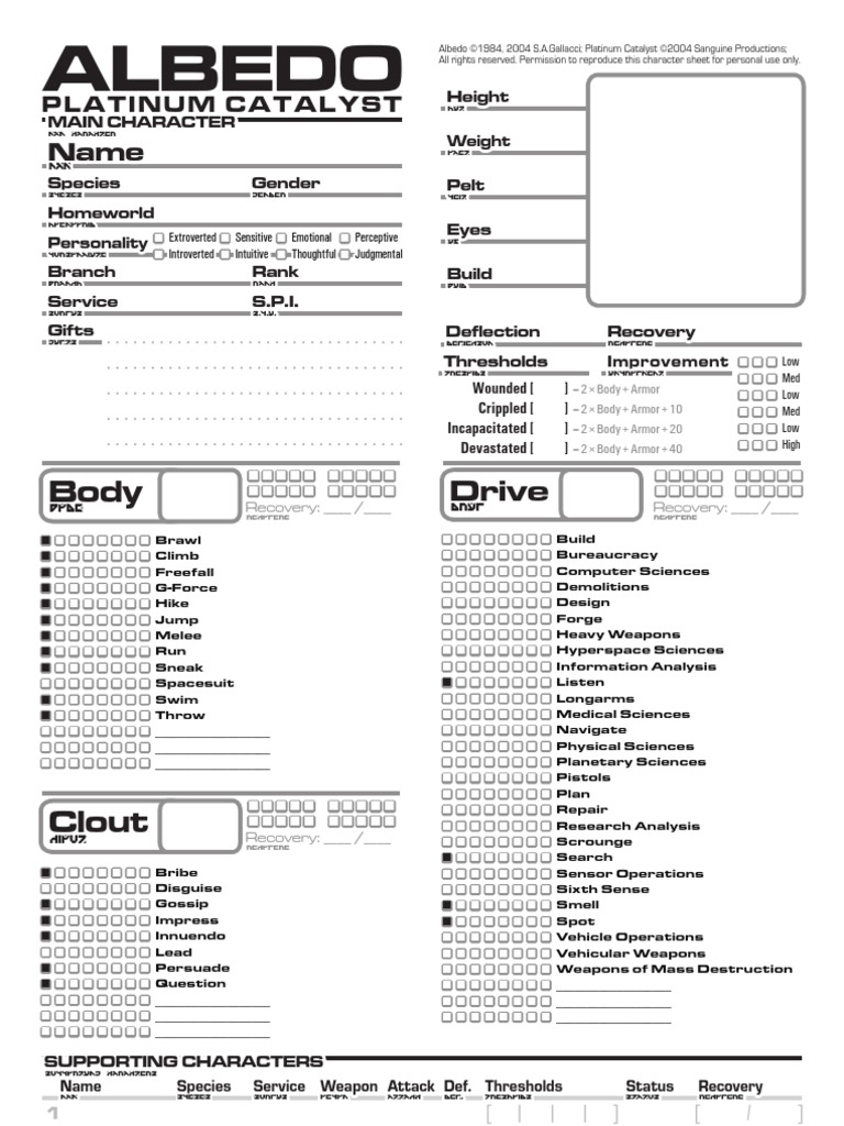 Albedo - Platinum Catalyst - Sheet | PDF