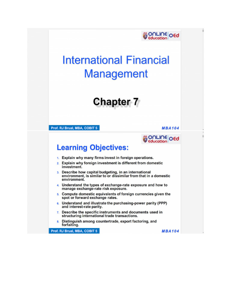 MBA104 International Financial Management | PDF