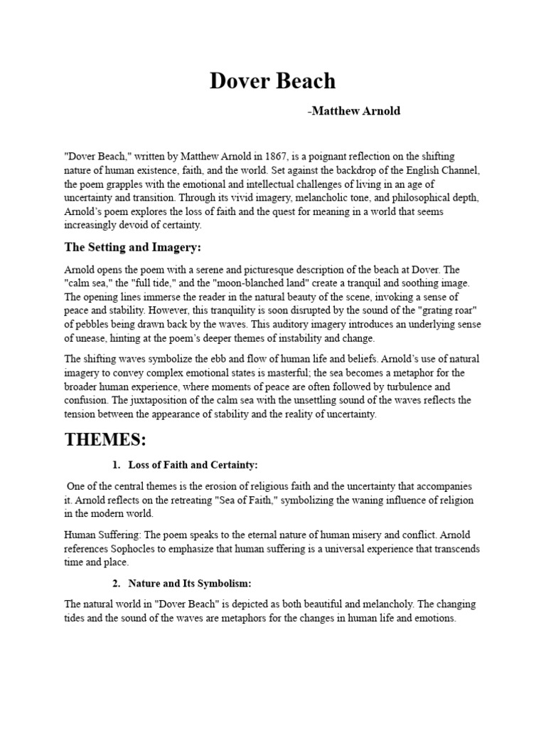 Dover Beach Summary | PDF