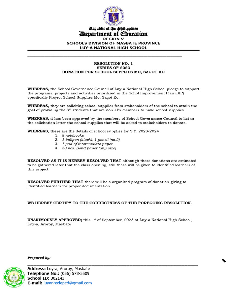 [SGC] Resolution No.1 | PDF